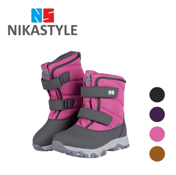 Ботинки Девочки NIKASTYLE розовый, размер 34 Зима Липучки Без каблука Светоотражающие элементы ...