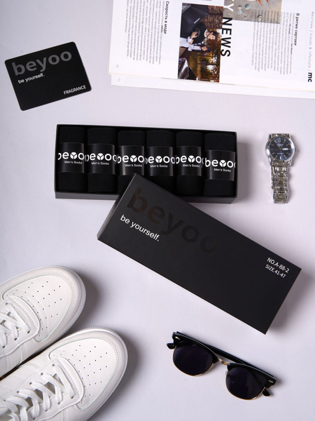 Комплект носков Мужской beYoo, размер 41, 42 Хлопок, Спандекс На любой сезон черный кварц ...