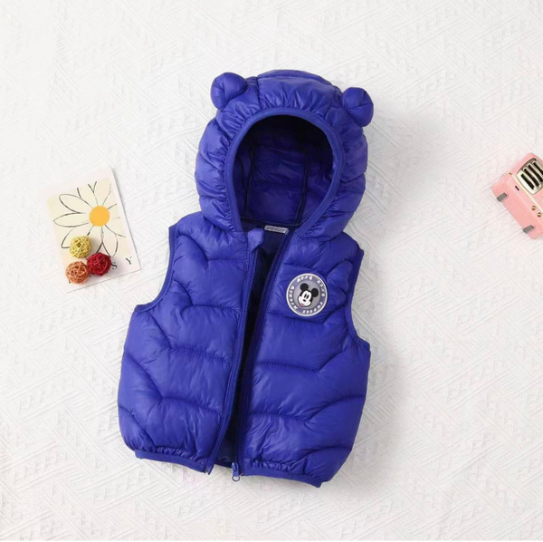 Жилет Мальчики, Девочки THANHDAT синий кобальт Полиэстер, размер 86, 92 оверсайз Без застежки ...