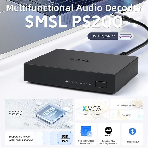 Характеристики SMSL PS200 Мини Многофункциональный Bluetooth 5,0 аудио ...