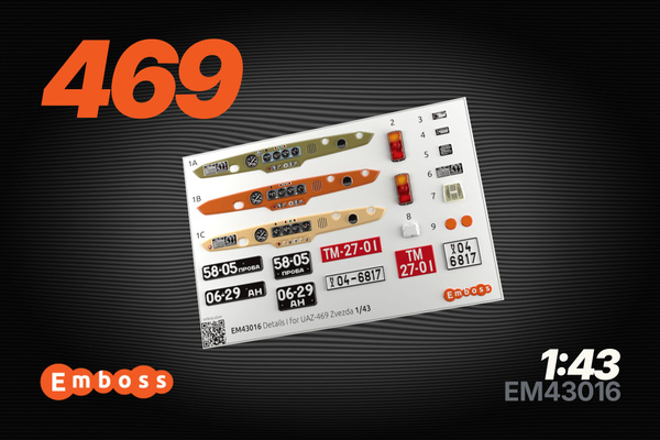 Рельефные детали УАЗ-469 для модели Звезда 43007 1:43 (3D декаль) EM43016 купить на OZON по ...
