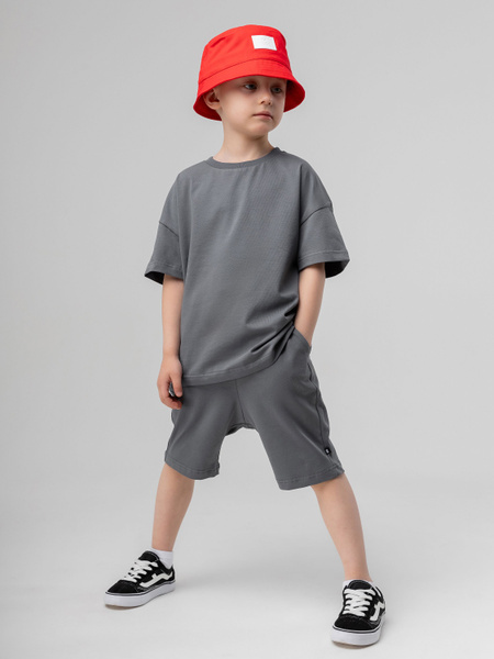 Костюм спортивный Мальчики, Девочки BODO Повседневный с шортами темно-серый, размер 110, 116 ...