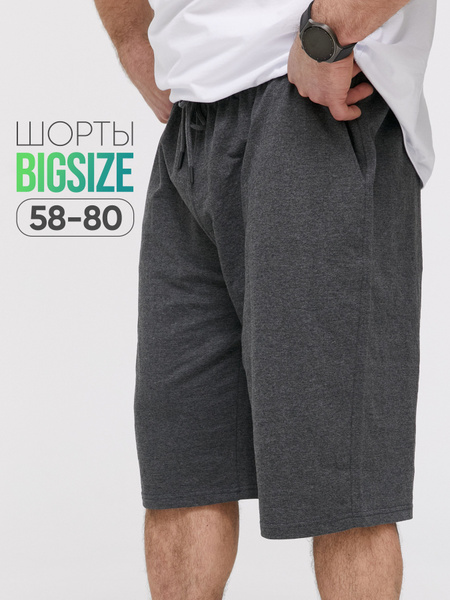 Шорты Мужской MR. BIGMAN Повседневный темно-серый, размер 68 Хлопок, Полиэстер Завязки, Резинка ...