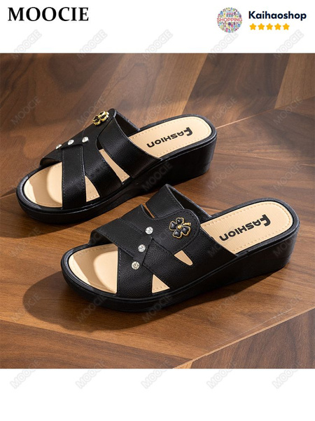 Пантолеты Женский MOOCIE, размер 36 Искусственная кожа Толстая подошва Без застёжки Лето купить ...