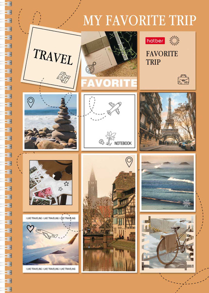Набор тетрадей Hatber 2 штуки/2 дизайна 80 листов, формата А4, в клетку на гребне -TRAVEL ...