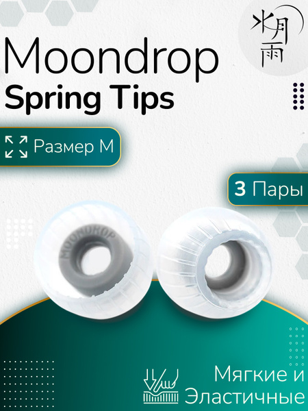 Амбушюры для наушников Moondrop Spring Tips, силиконовые, прозрачные, (размер M) купить на OZON ...