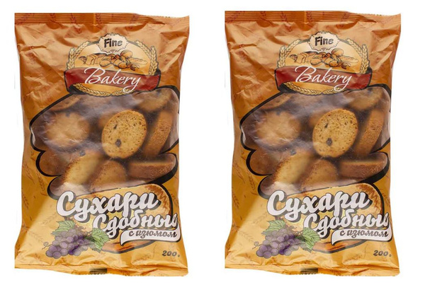 Fine Bakery Сухари сдобные с изюмом, 200 гр, 2 уп купить на OZON по низкой цене (1915057755)