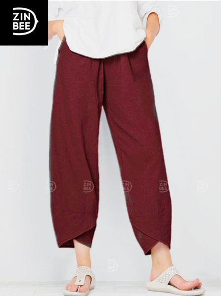 Бриджи Женский ZinBee бордовый Хлопок Повседневный, размер 52 Эластичная Лето Китай Средняя ...