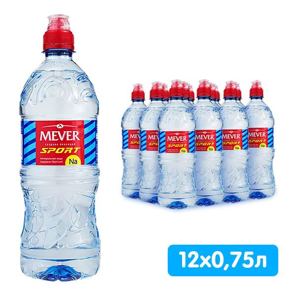 Вода негазированная MEVER Sport природная минеральная 0,75 л х 12 шт ...