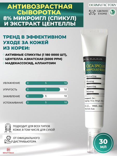 Антивозрастная сыворотка со спикулами (микроиглами) и центеллой ...