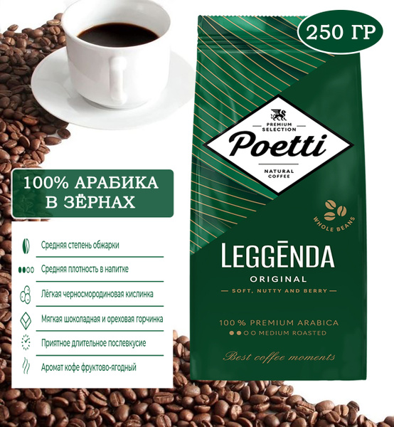 Кофе в зёрнах Poetti Leggenda Original, 250 г. купить на OZON по низкой цене (1998133517)