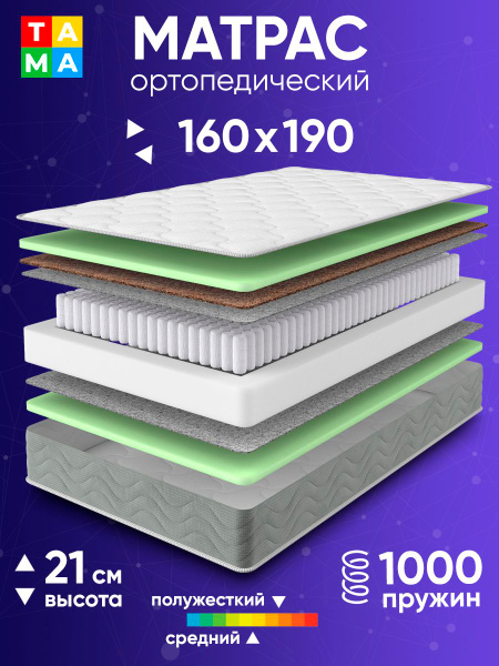 Матрас TAMA ROLL PREMIUM, Независимые пружины, 160x190 см купить c ...