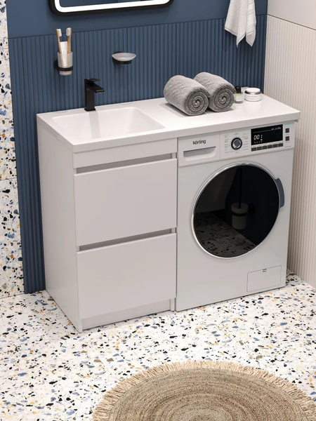 Тумба с раковиной STWORKI Мальмё 100 левая над стиральной машиной, белая купить на OZON по ...