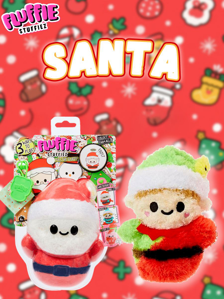 FLUFFIE STUFFIEZ Pull The Fluff Holiday Santa / Модная Плюшевая Игрушка ...