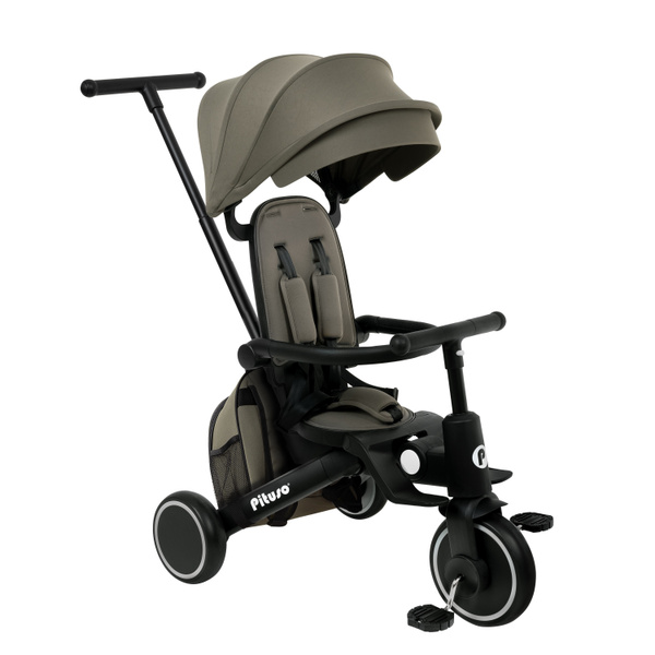 Велосипед трехколесный с ручкой Pituso "Leve Pro plus",с сумкой, трансформер 7 в 1, складной ...