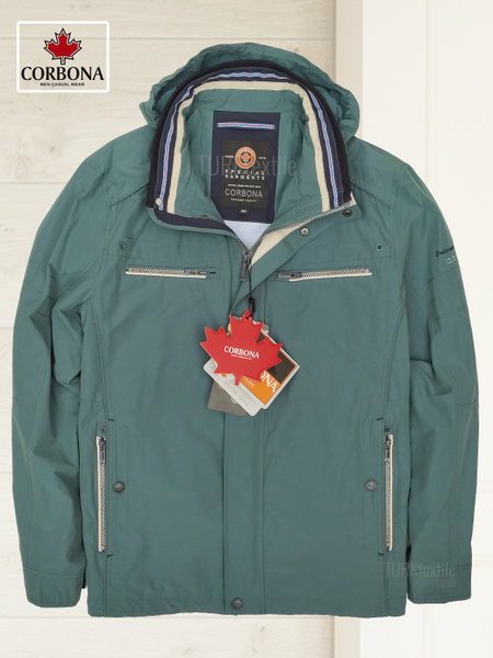 Ветровка Мужской Corbona зелено-серый стояче-отложной, размер 62 На любой сезон прямой Китай ...