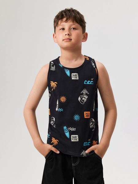 Майка Мальчики Acoola темно-серый, размер 140 Трикотаж Повседневный Китай полуприталенный Другое ...