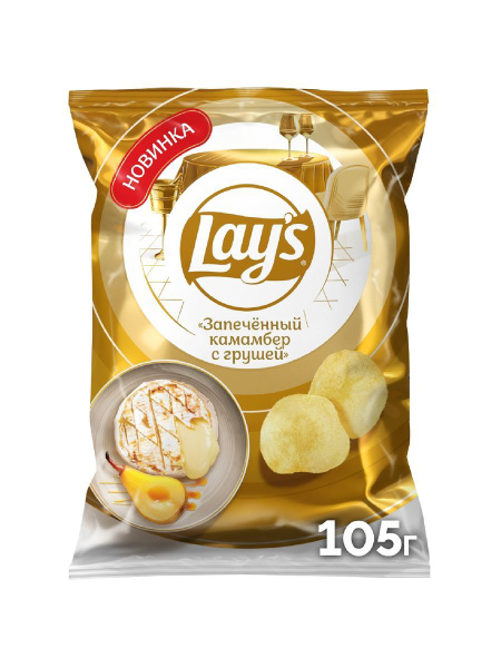 Чипсы Lay's из натурального картофеля со вкусом Запеченный Камамбер с грушей, 105г купить на ...
