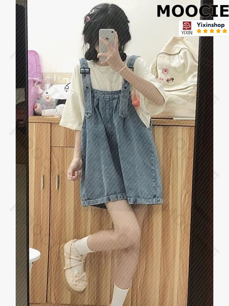 Полукомбинезон Женский MOOCIE, размер 48 синий Лето Погоны, Разрезы джинсовый Домашний Другое ...