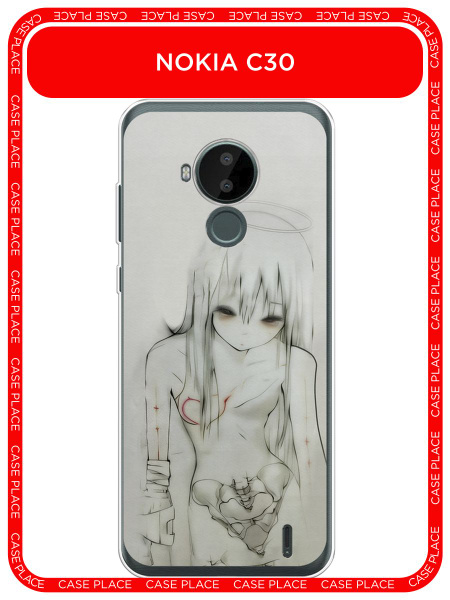 Силиконовый чехол на Nokia C30 / Нокиа С30 - "Аниме рисунок чёрно-белый ...