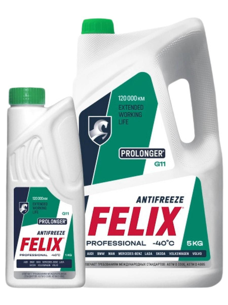 Антифриз FELIX PROLONGER G-11 (-40) зелёный Комплект 5л+1л купить на OZON по низкой цене ...