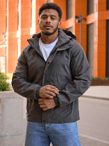 Ветровка Мужской KINGSO MENS зернистый темно-серый, темно-серый капюшон Полиэстер, размер 58 ...