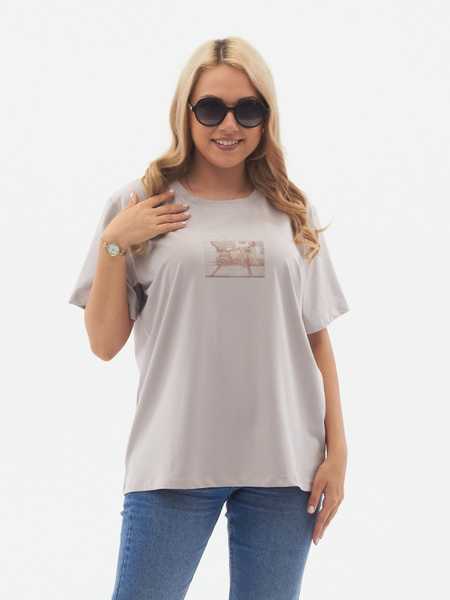 Блузка Женский TARUTI розовый кварц Хлопок Вышивка Короткий Однотонный ...