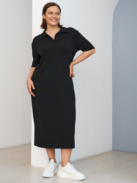 Платье Женский SPARADA черный прямое Повседневный Средний Лапша, размер 52, 54 Без застежки ...