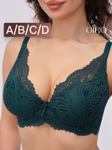 Бюстгальтер Женский OIRO, размер 80C изумрудный Полиамид, Эластан Повседневный Китай Крючки ...