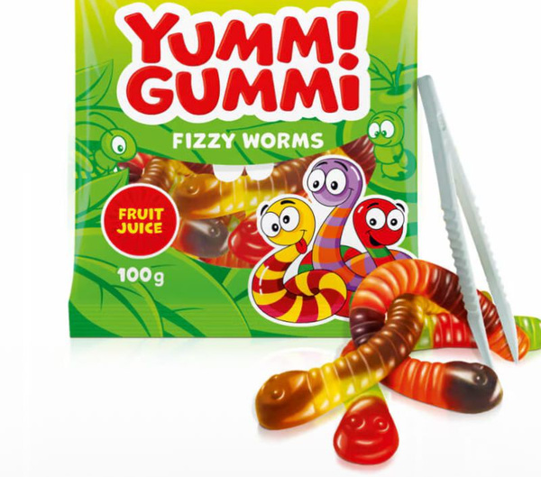 Конфеты Желейные Yummi Gummi Fizzy Worms,68г. купить на OZON по низкой ...