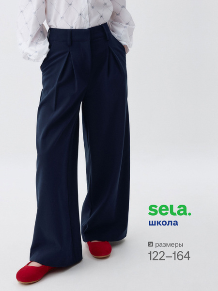 Брюки Девочки SELA темно-синий Офисный/школьный, размер 164 На любой сезон Китай купить c ...