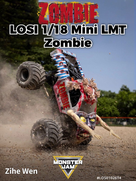 LOSI 1/18 Mini LMT Zombie 4X4 RTR монстр-трак, в комплекте аккумулятор ...