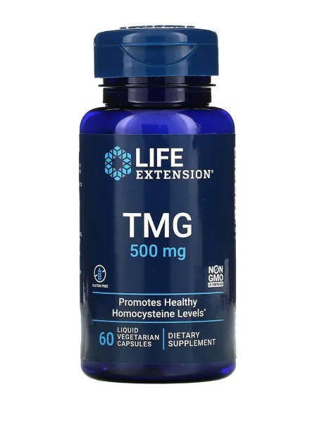 Life Extension TMG триметилглицин 500мг 60 капсул. Для поддержания ...