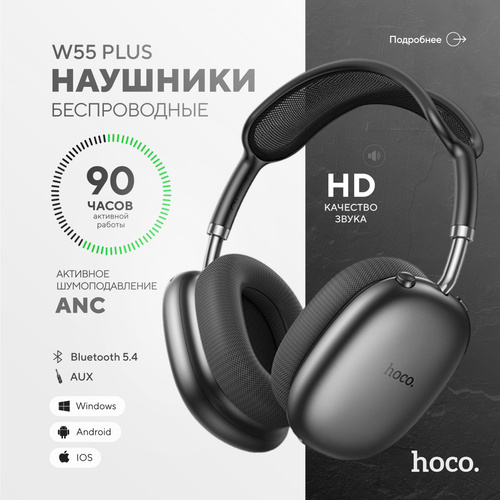 2714 отзывов на HOCO 2025 Наушники беспроводные большие накладные W55 ...