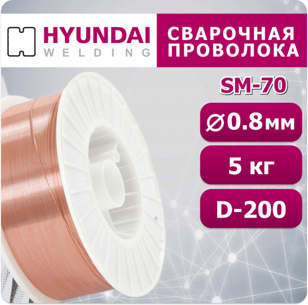 Проволока для сварки SM-70 0.8 мм Hyundai Welding 5 кг (Аналог Св-08Г2С ...