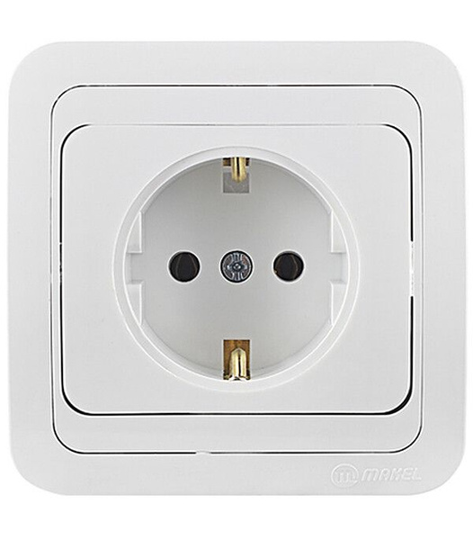 Розетка с рамкой Makel Mimoza 12028 скрытая установка белая с заземлением - купить по низкой ...