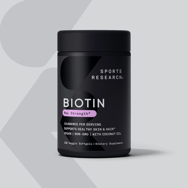 Биотин 10000 мкг с кокосовым маслом, Biotin 10000 mcg, Sports Research ...