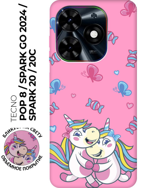 Силиконовый чехол на Tecno Pop 8 Spark Go 2024 Spark 20 20c с рисунком Unicorns And
