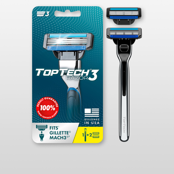 Бритва для мужчин TopTech Razor 3 + сменные кассеты 2 шт., 3 лезвия. Станок для бритья мужской ...