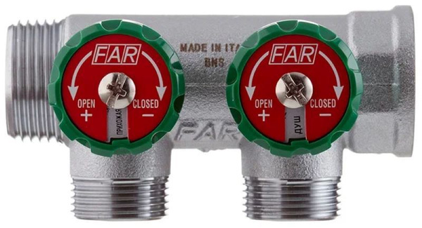 Коллектор проходной регулируемый FAR Multifar (3821 134) 1" НР-ВР, 2 ...
