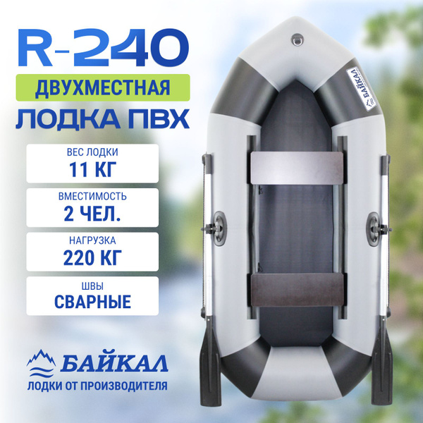 Лодка надувная для рыбалки ПВХ Байкал 240 двухместная - купить по ...