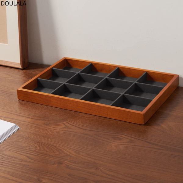 DOULALA Лоток Для Ювелирных Изделий С Деревянными Решетками, Витрина Для Ювелирных Ожерелий, 35 ...