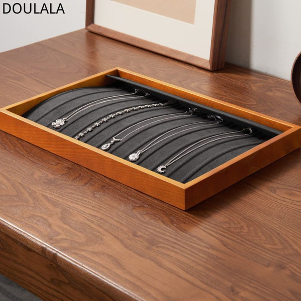 DOULALA Лоток Для Ювелирных Изделий С Деревянными Решетками, Витрина Для Ювелирных Ожерелий, 35 ...
