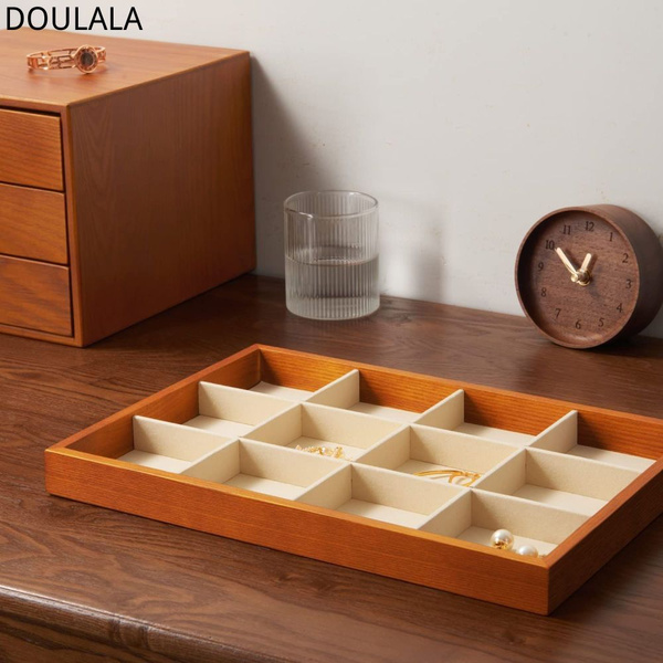 DOULALA Лоток Для Ювелирных Изделий С Деревянными Решетками, Витрина Для Ювелирных Ожерелий, 35 ...