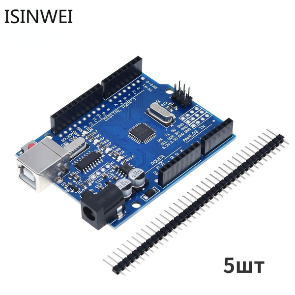 5шт Макетная плата Usb Uno R3 Atmega328p Ch340 для Arduino купить