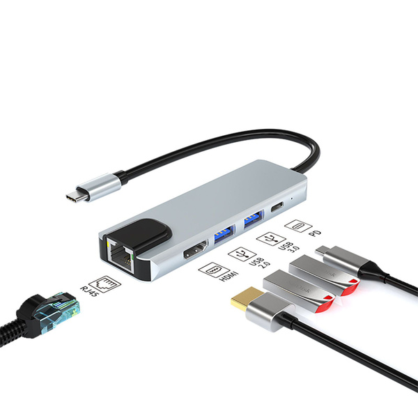 типа C-хаб картридер Адаптер переходник 5 в 1 HDMI+USB3.0+USB2.0+PD ...