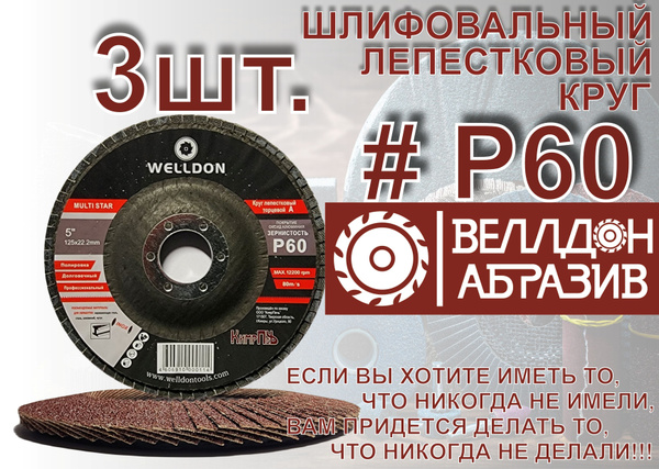 Диск шлифовальный Welldon 125x3x22.23 - купить по низким ценам в интернет-магазине OZON (1390416859)