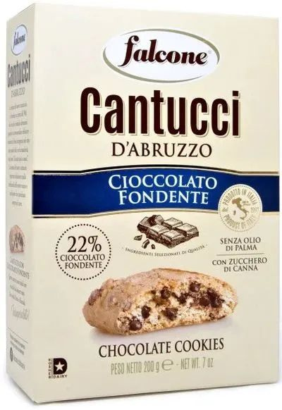 Печенье сахарное Falcone Cantucci (Кантуччи) с темным шоколадом, 200 г ...