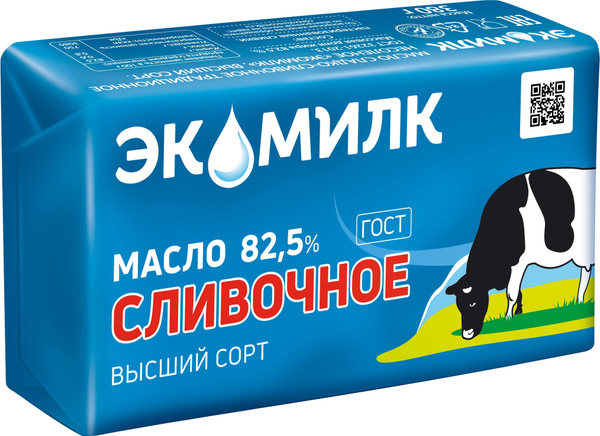Масло сладко-сливочное традиционное несоленое «Экомилк» Высший сорт 82 ...