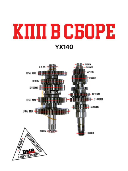 КПП в сборе YX140 /160 сс для питбайка купить c доставкой на OZON по ...